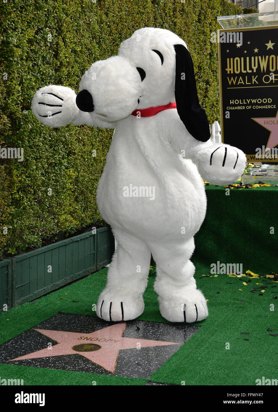 LOS ANGELES, CA - NOVEMBER 2, 2015: Comic character Snoopy was honored ...