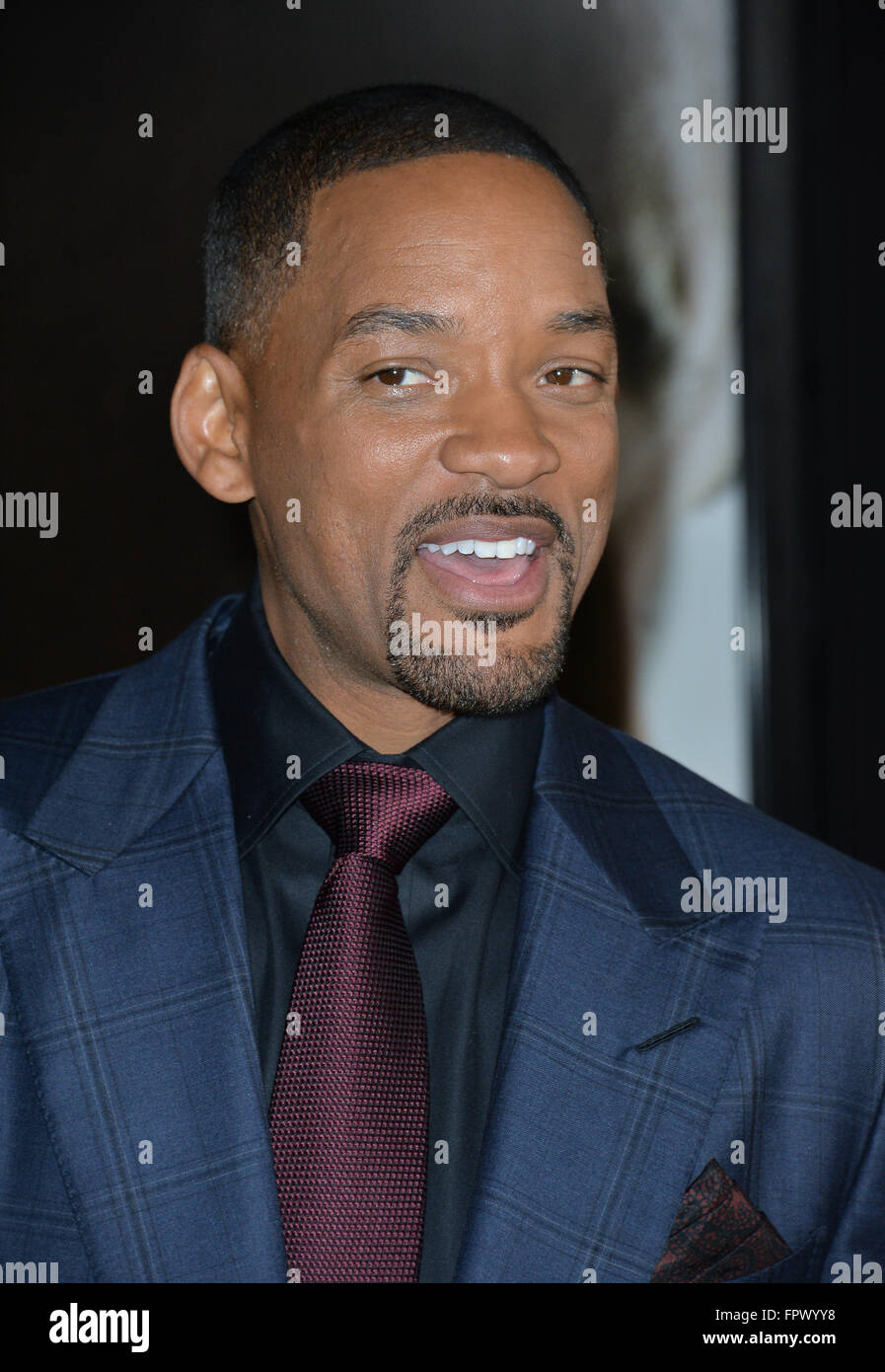 LOS ANGELES, CA - NOVEMBER 10, 2015: Actor Will Smith at the premiere ...