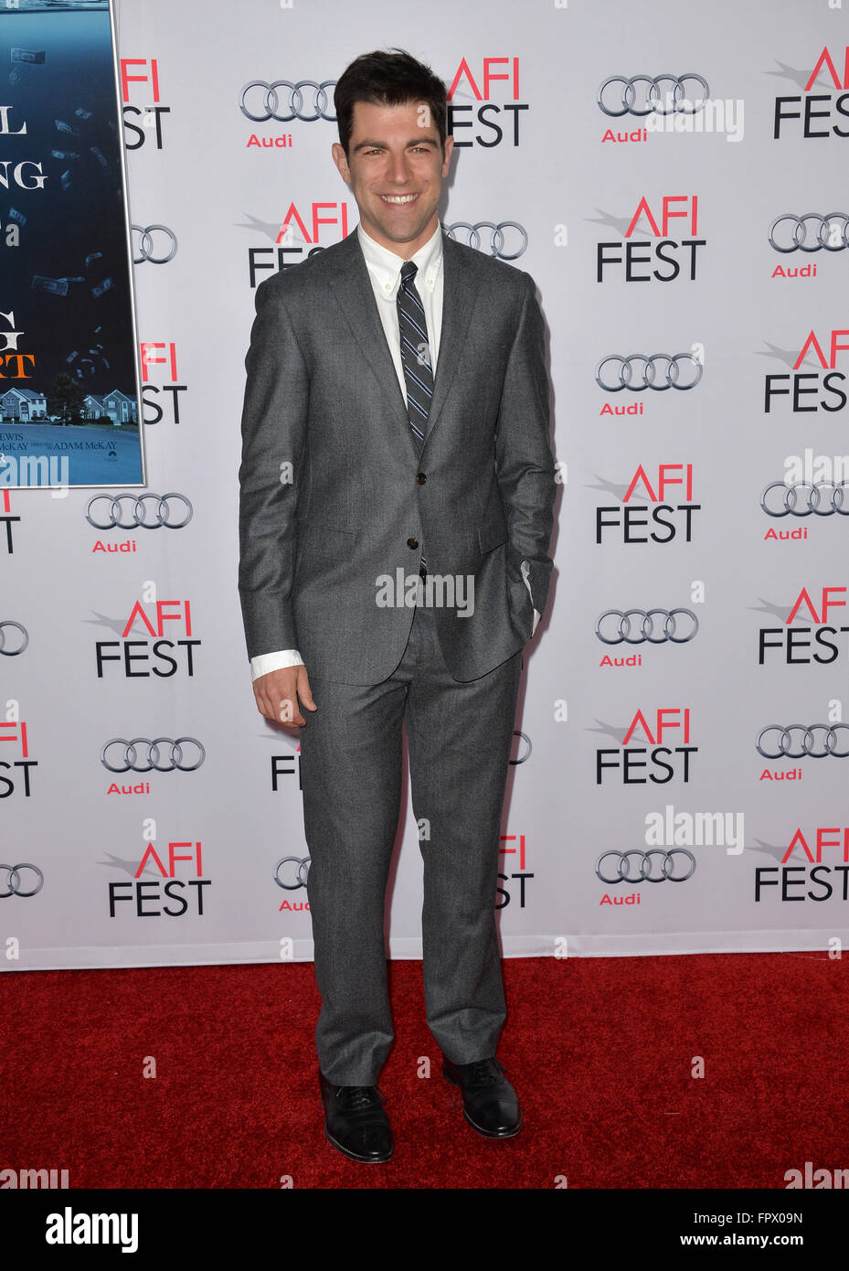 LOS ANGELES, CA - NOVEMBER 12, 2015: Actor Max Greenfield at the world ...