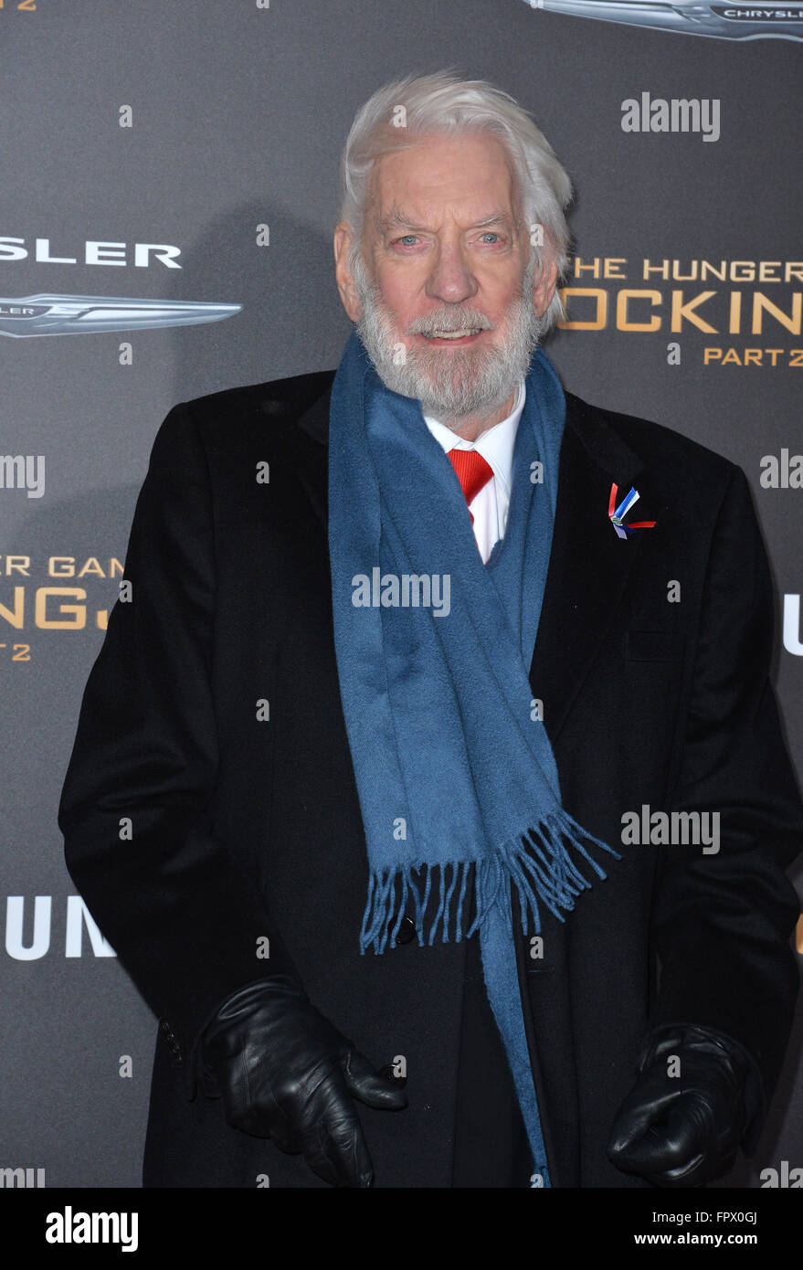 LOS ANGELES, CA - NOVEMBER 16, 2015: Actor Donald Sutherland at the Los ...