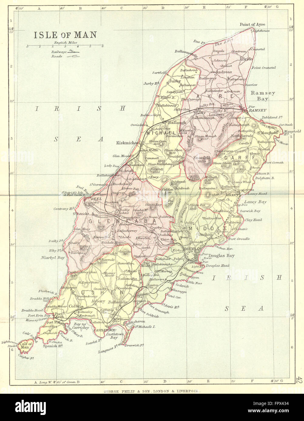 IOM: Isle of Man: Philip, 1888 antique map Stock Photo - Alamy
