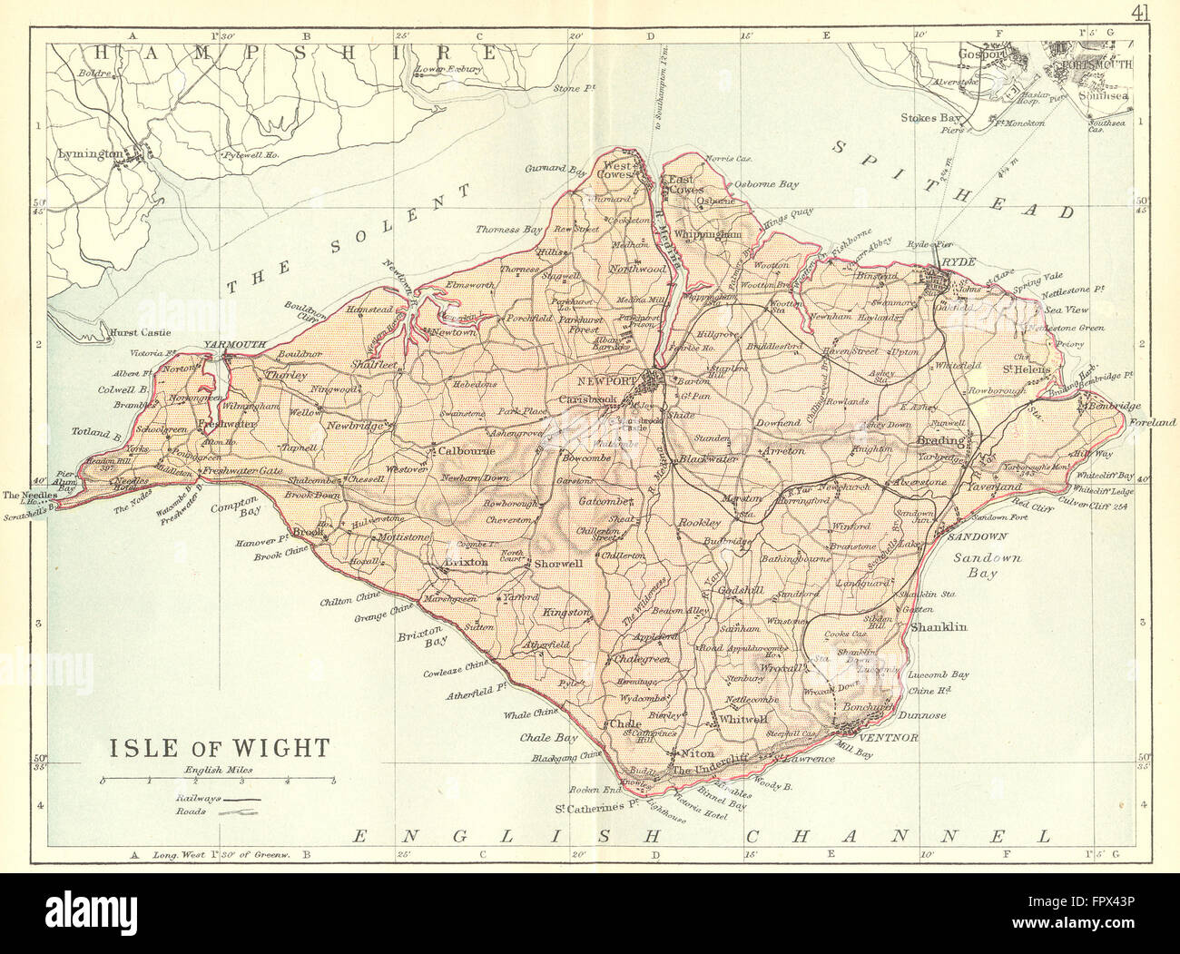 IOW: Isle of Wight: Philip, 1887 antique map Stock Photo - Alamy
