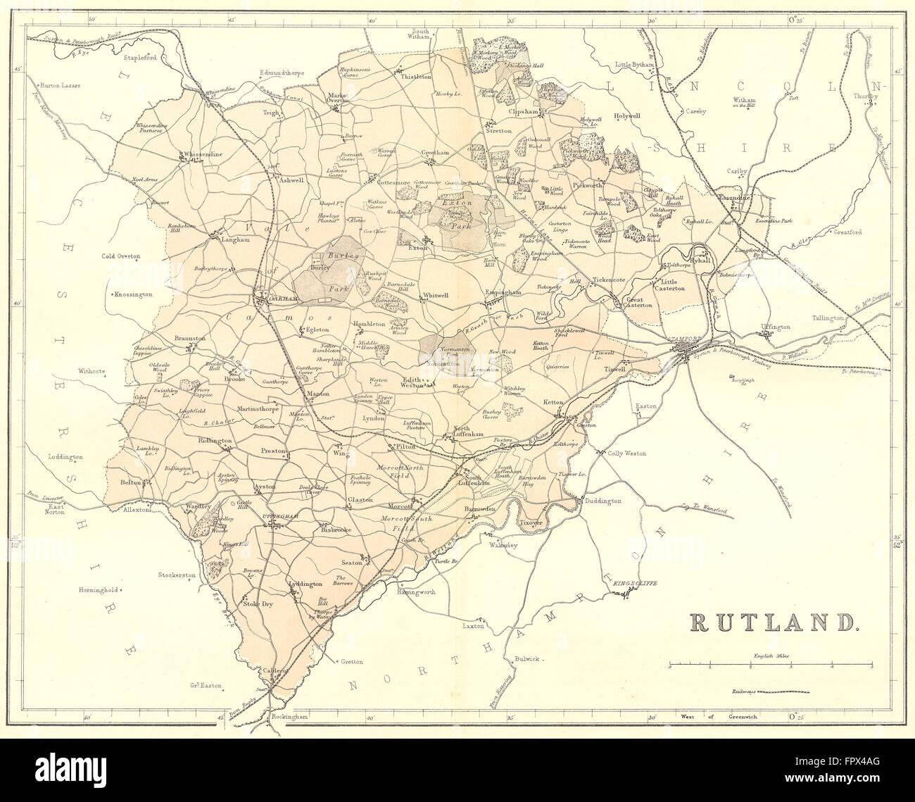 RUTLAND: Virtue, 1870 antique map Stock Photo - Alamy