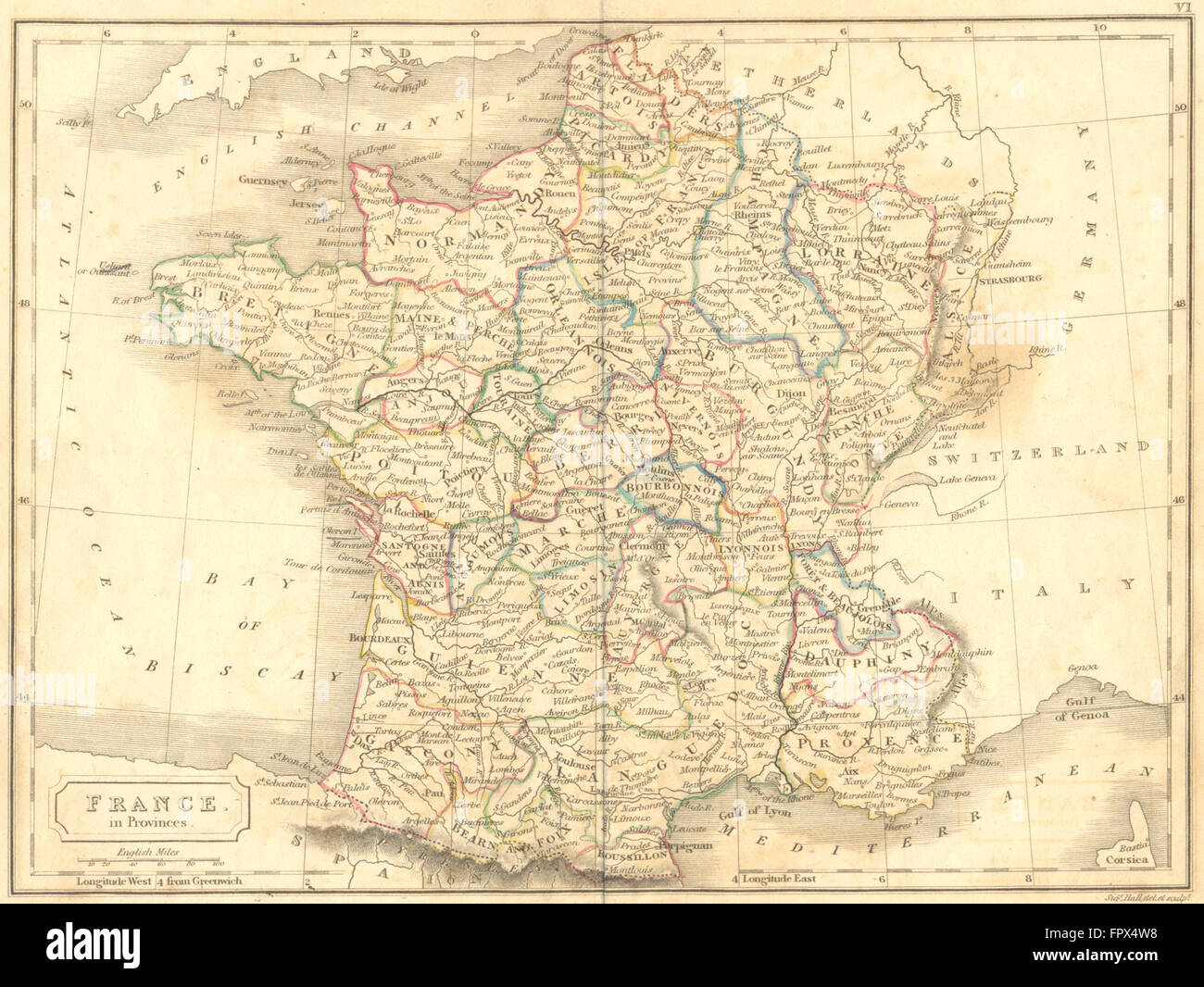 FRANCE: Provinces: Sidney Hall, 1850 antique map Stock Photo - Alamy
