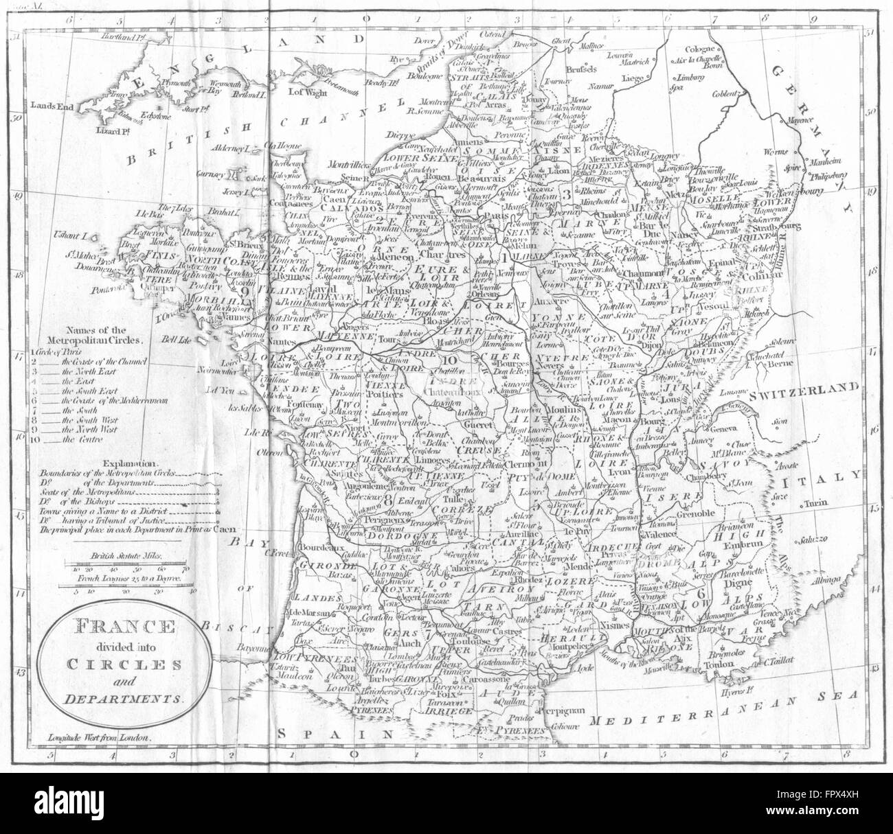 Map of france 1801 hi-res stock photography and images - Alamy