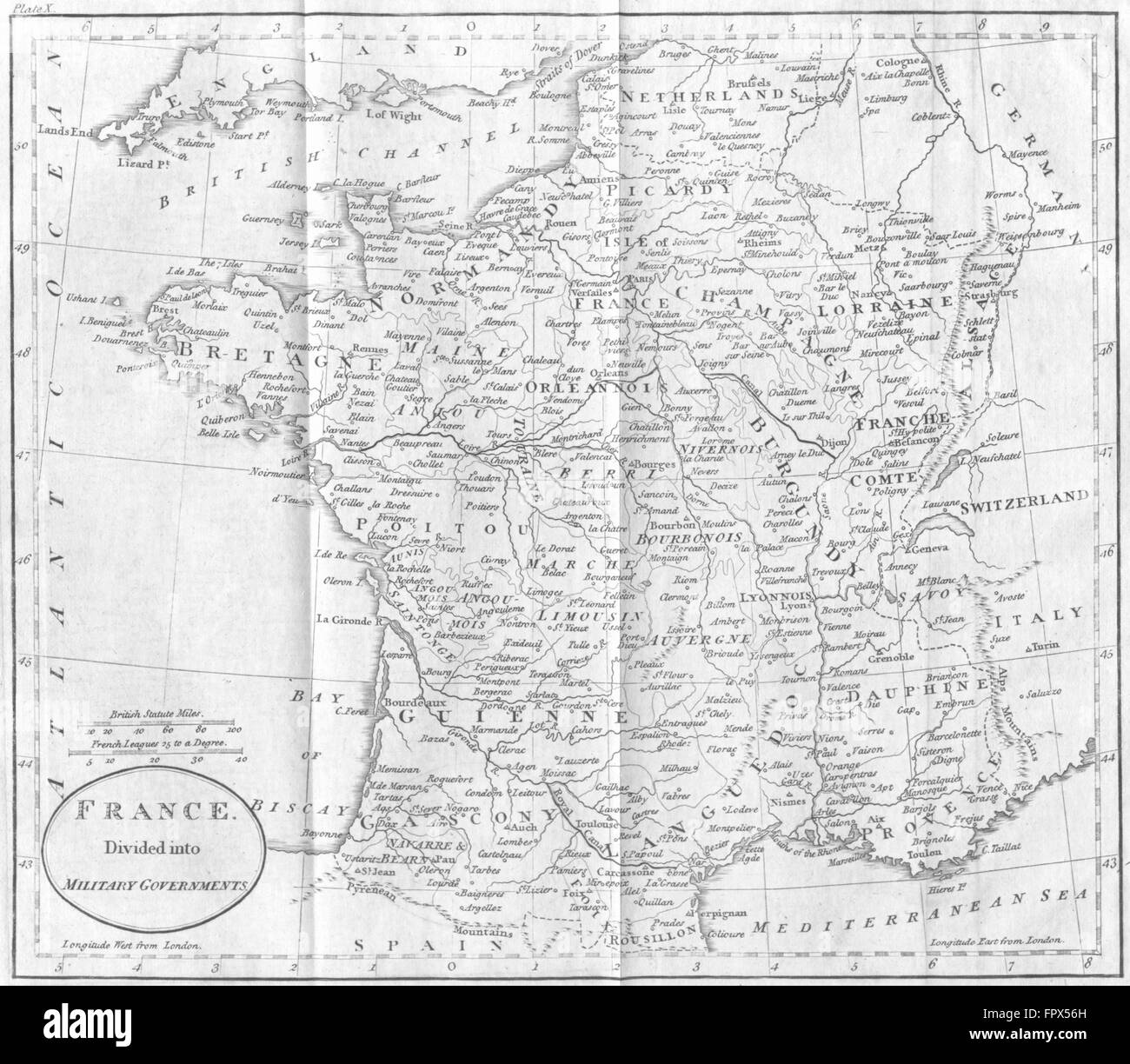FRANCE: Military Govt: Military Governments, 1805 antique map Stock ...