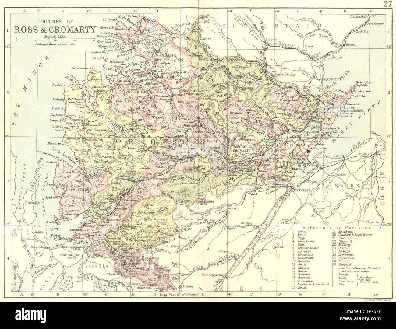 SCOTLAND: Ross Cromarty: Philip, 1891 antique map Stock Photo - Alamy