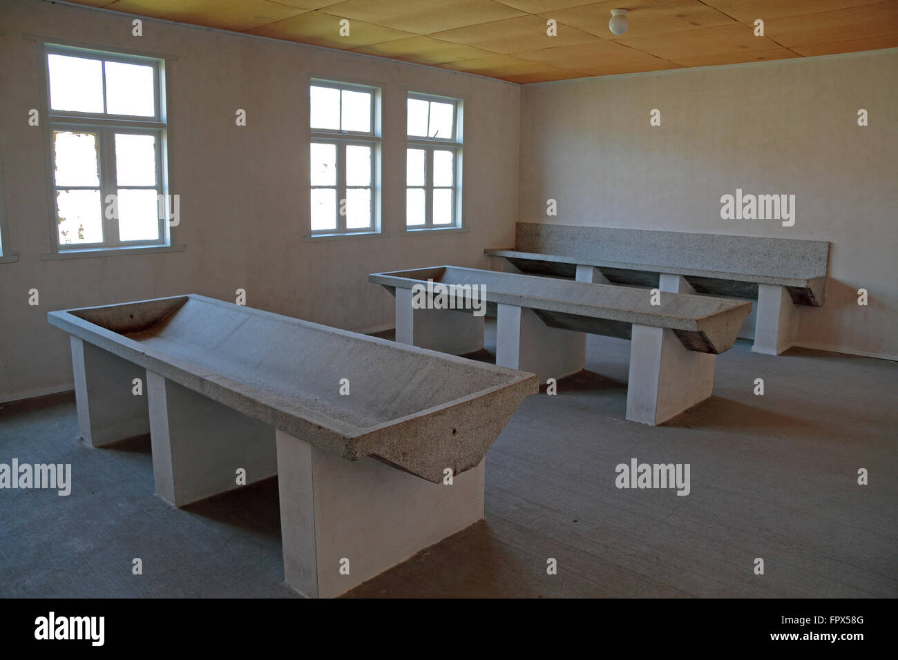 Wash area in the Camp Vught National Memorial, Vught, North Brabant ...