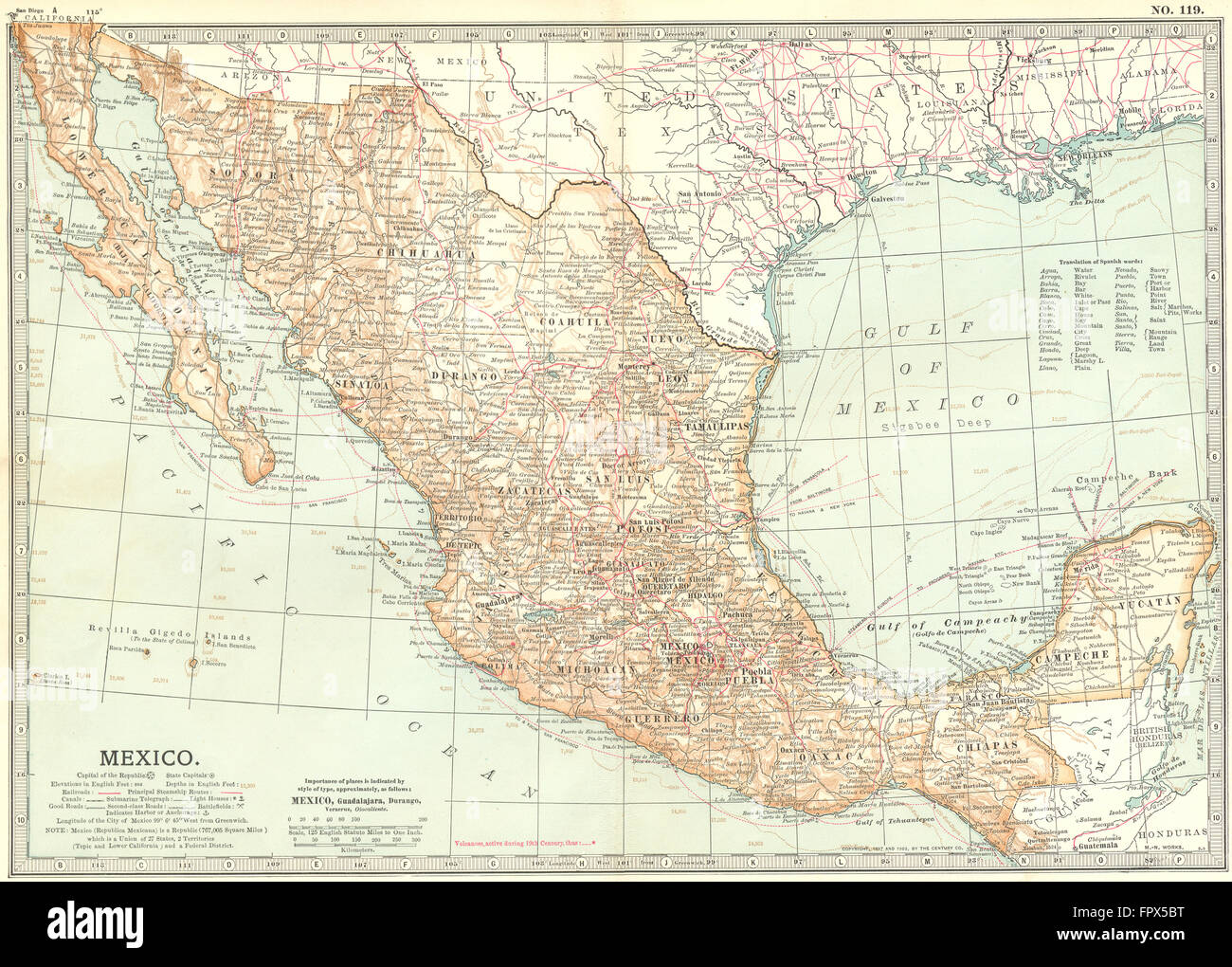 MEXICO: , 1903 antique map Stock Photo - Alamy