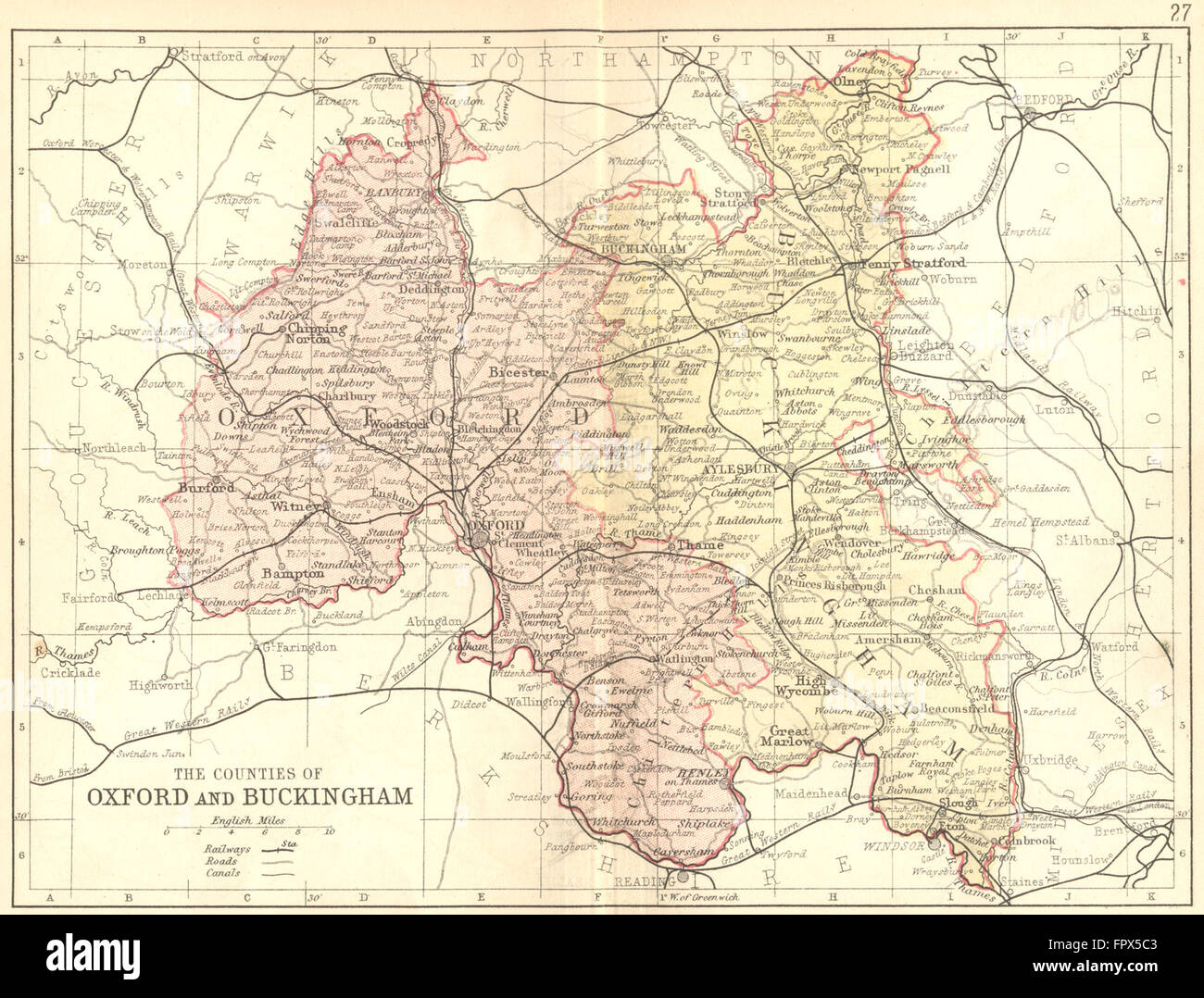 Oxford county map hi-res stock photography and images - Alamy