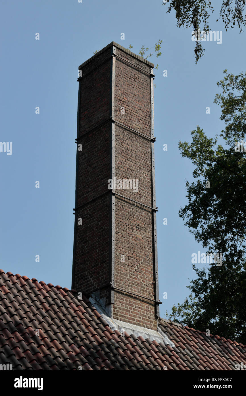 External view of the crematorium building and chimney in the Camp Vught ...