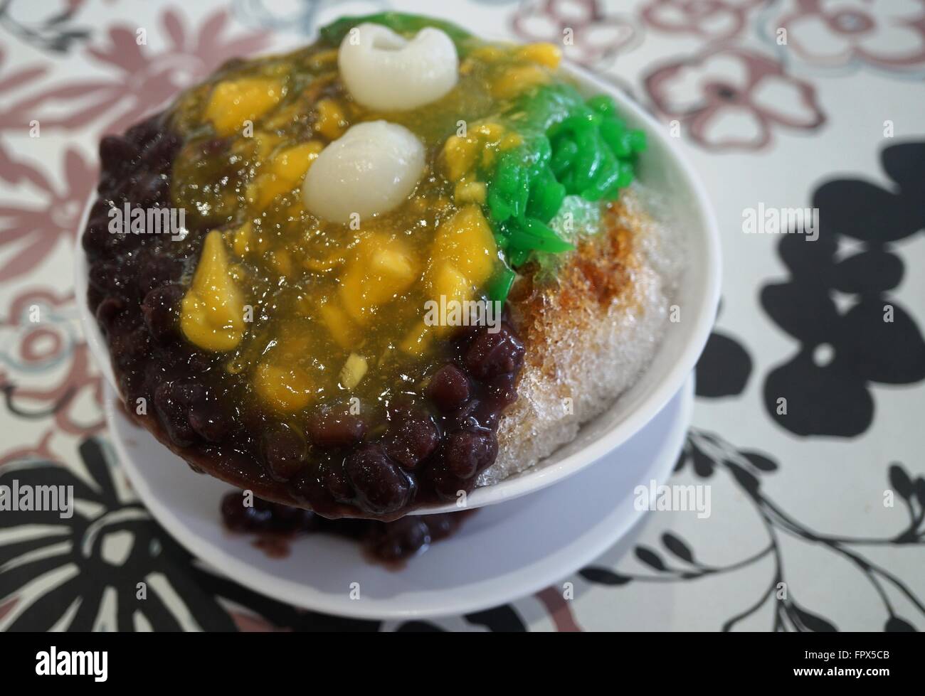 Ais Kacang (ABC), a colorful Malaysian dessert made of shaved ice ...