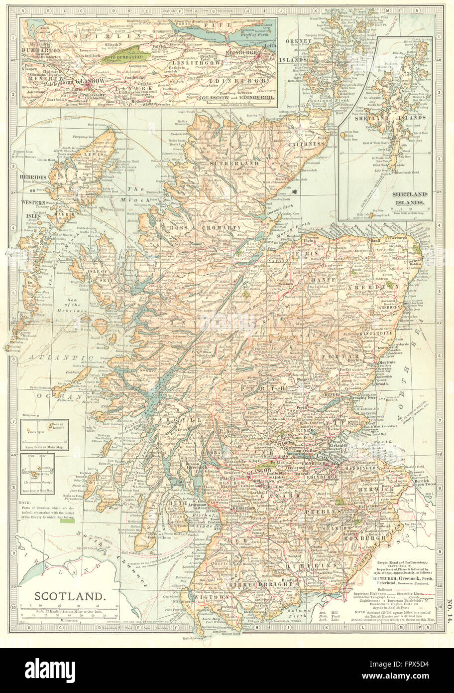 SCOTLAND: , 1903 antique map Stock Photo - Alamy