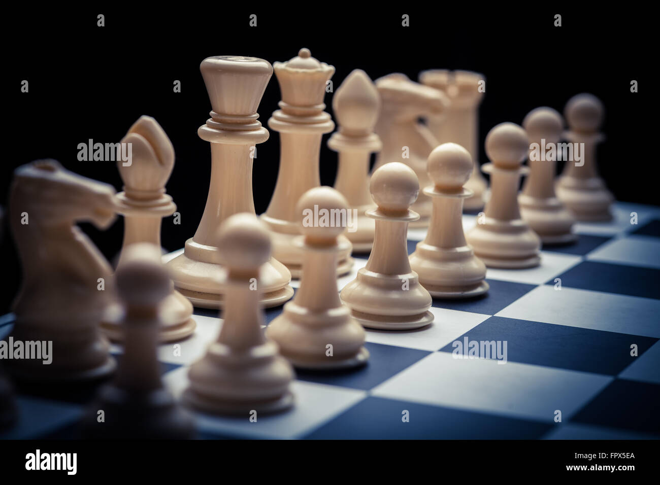 Close-up image of a chess board with chess pieces Stock Photo - Alamy