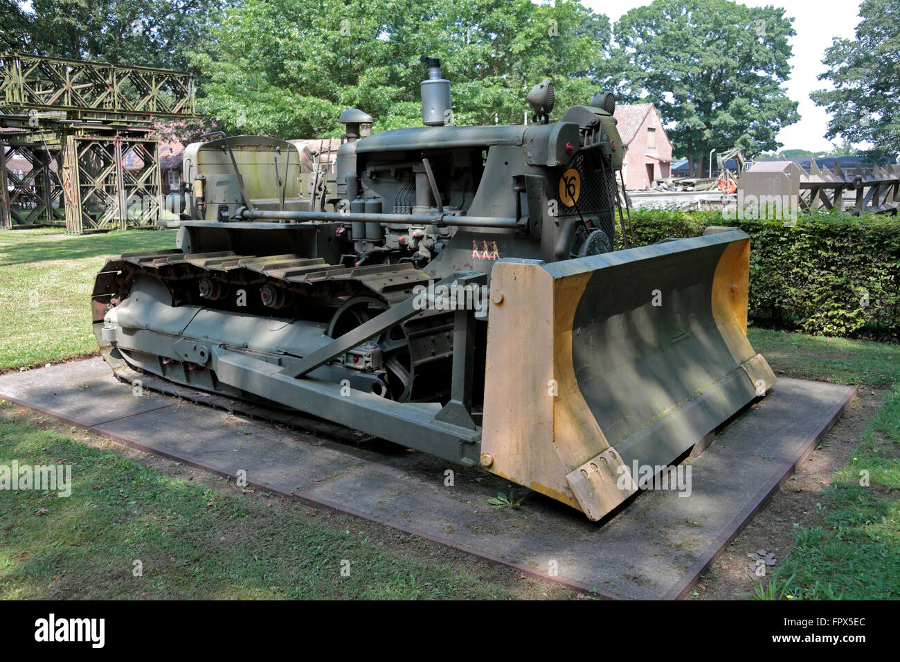 A caterpillar tractor from World War Two in the external display at the ...