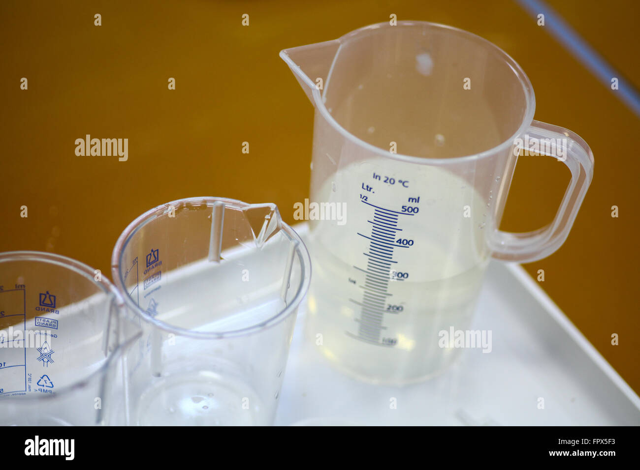 Color image of some plastic recipients in a chemistry lab Stock Photo ...