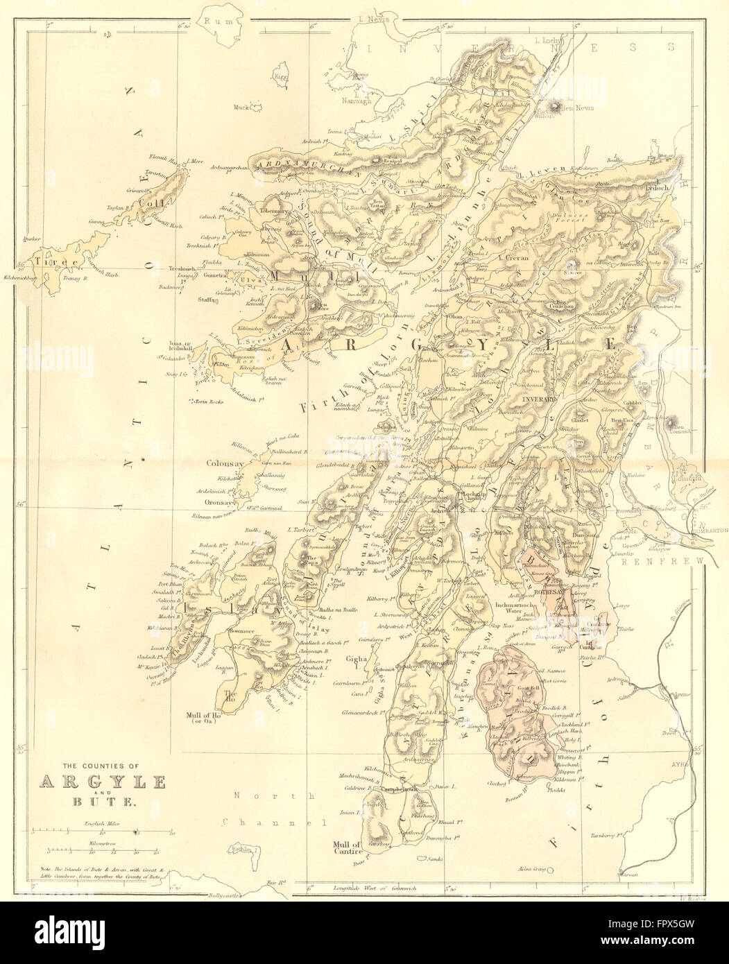 SCOTLAND: Argyle & Bute: Virtue, 1868 antique map Stock Photo - Alamy