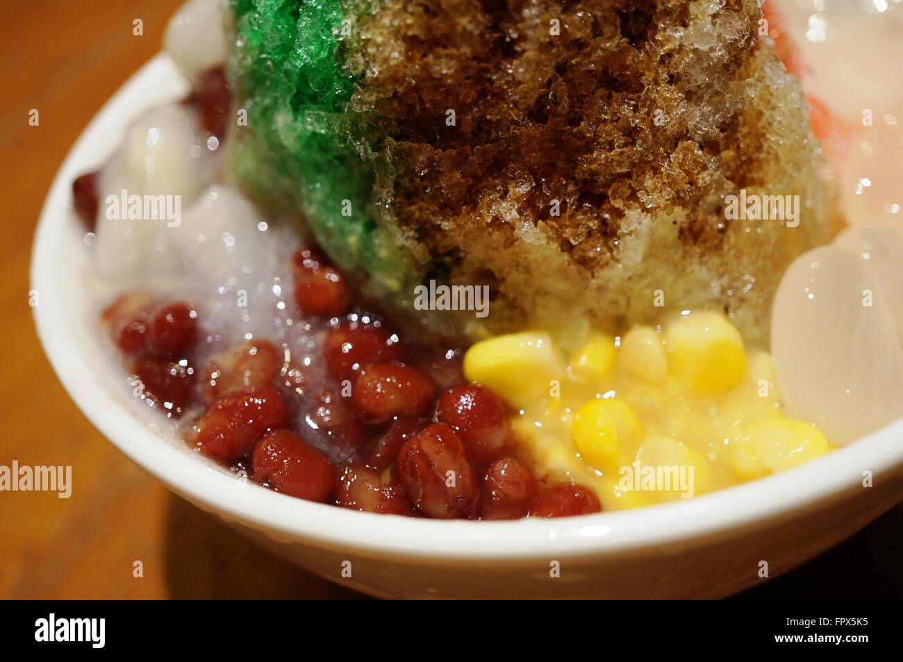 Ais Kacang (ABC), a colorful Malaysian dessert made of shaved ice ...