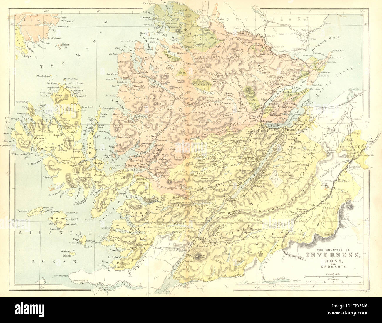 SCOTLAND: Inverness, Ross & Cromarty: Virtue, 1860 antique map Stock ...
