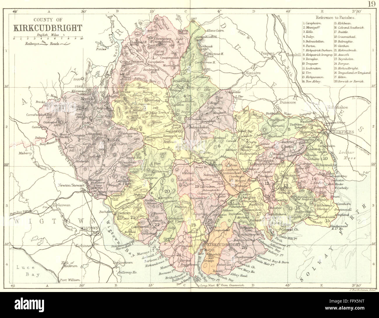 Map of the county of kirkcudbright hi-res stock photography and images ...