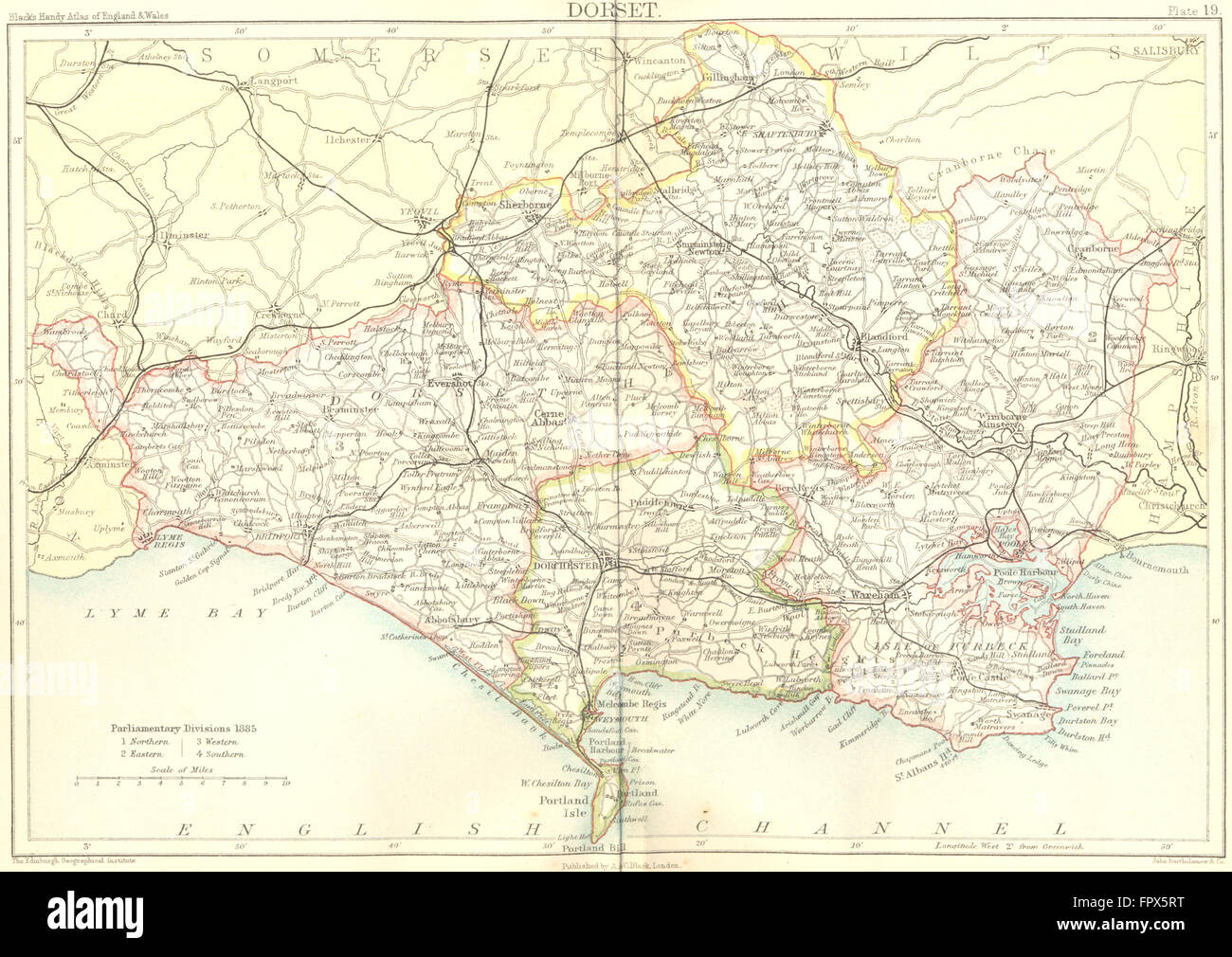 Vintage map of dorset hi-res stock photography and images - Alamy