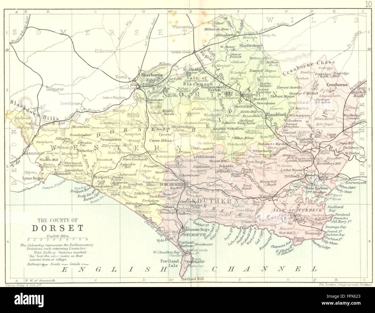 DORSET: Philip, 1890 antique map Stock Photo - Alamy
