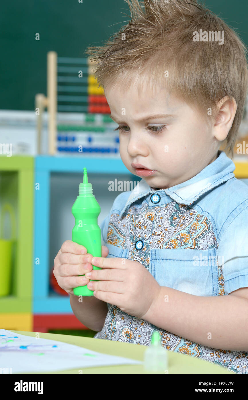 cute little boy drawing Stock Photo - Alamy