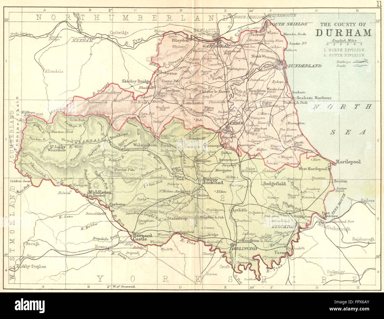 DURHAM: Philip, 1876 antique map Stock Photo - Alamy