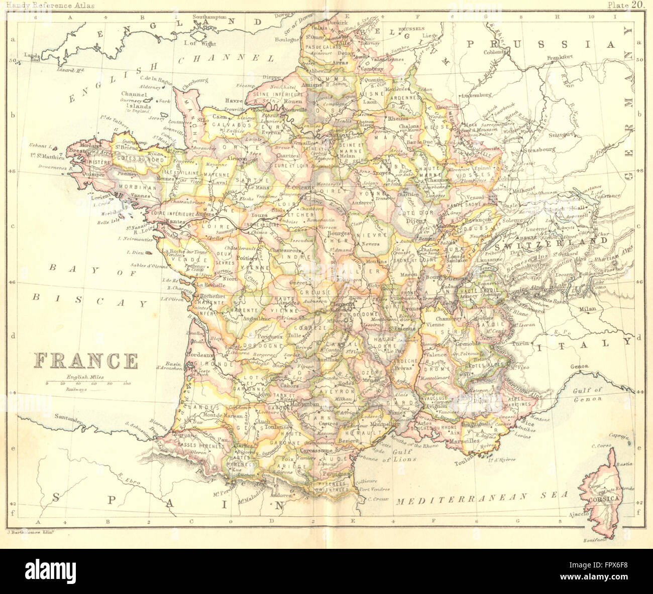 FRANCE: Bartholomew Walker Corsica, 1888 antique map Stock Photo - Alamy
