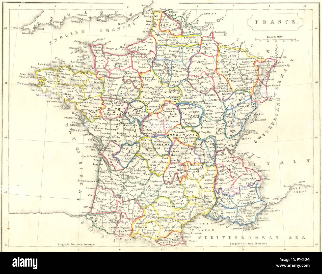 FRANCE: Becker, 1848 antique map Stock Photo - Alamy