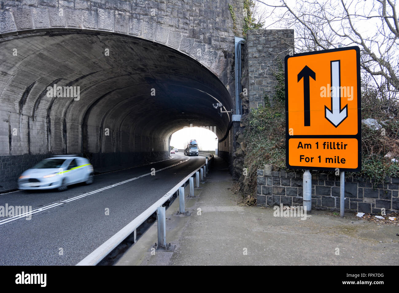 A55 North Wales Coast Road. Vehicles passing through the Pen y Clip ...