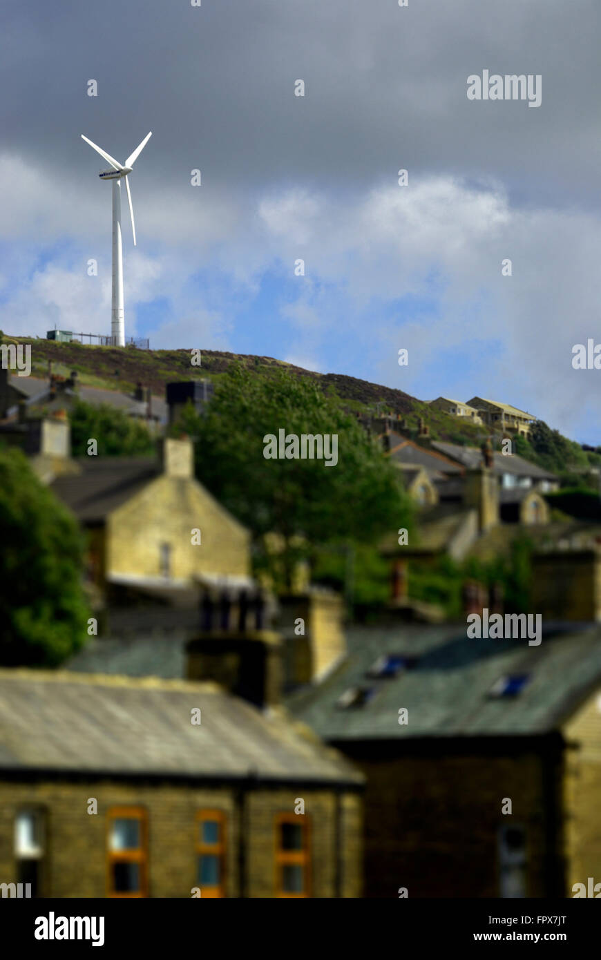 Wind turbine, Haworth, Yorkshire Stock Photo - Alamy