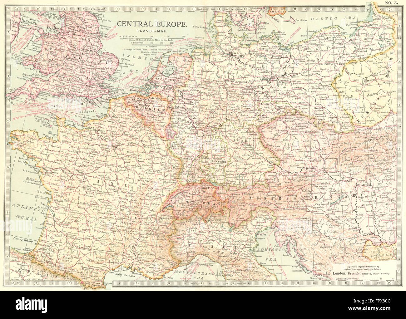 EUROPE: Central Travel-Map: , 1903 Stock Photo - Alamy