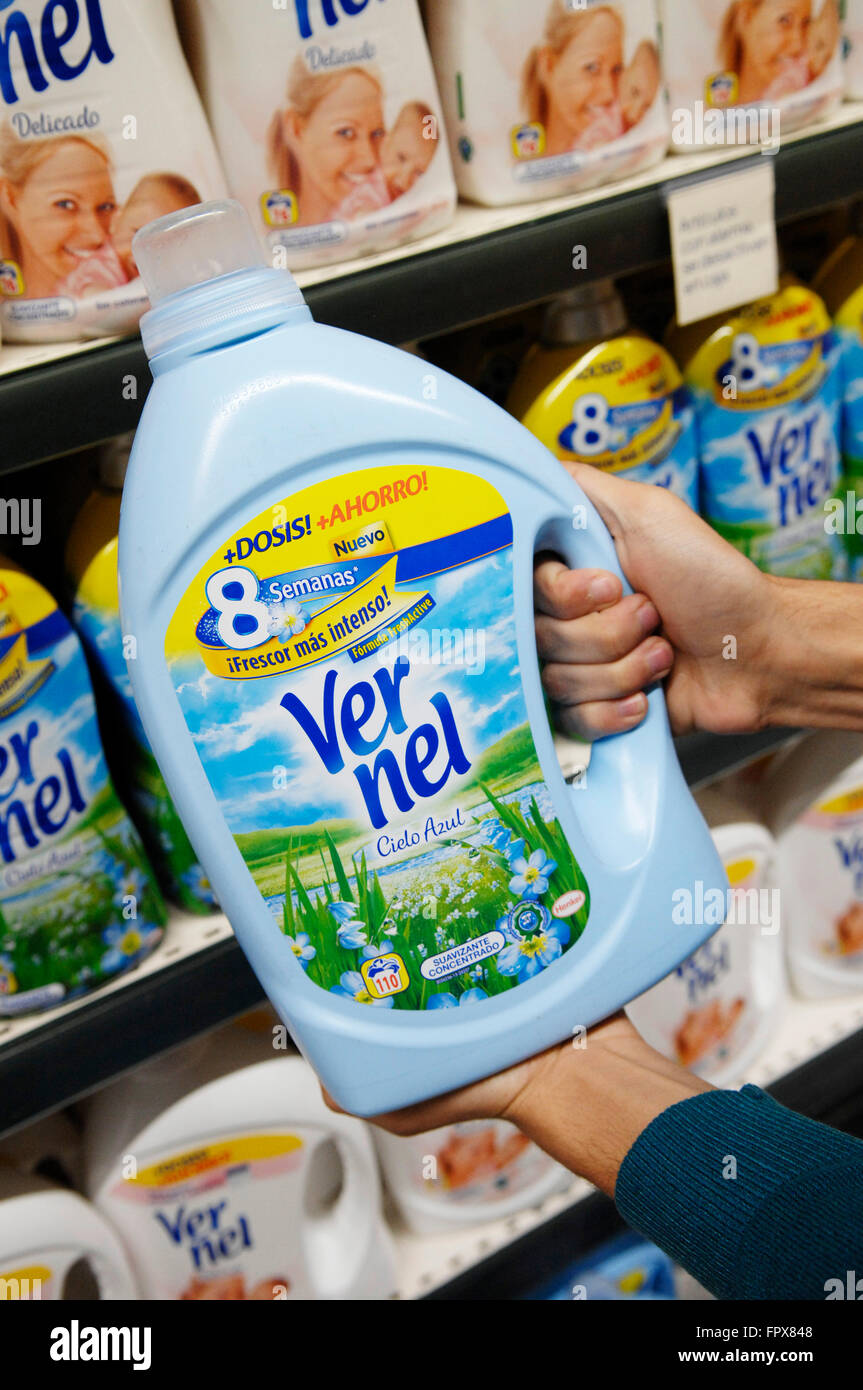 Vernel Fabric Softener being held by customer in a Carrefour ...