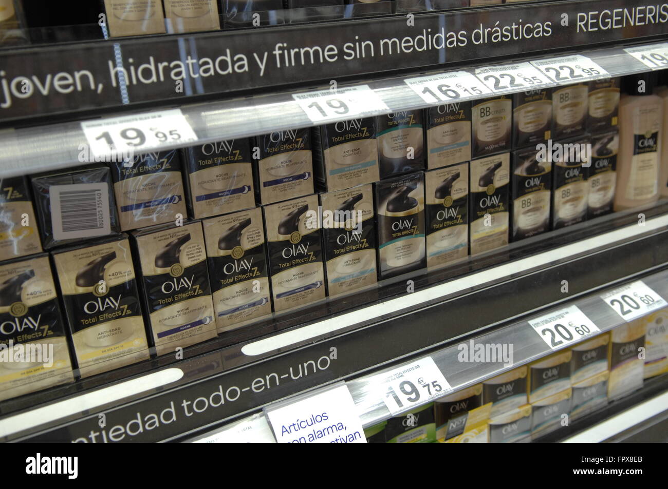 Olay Skin Care Products on display at a Carrefour Supermarket Malaga ...