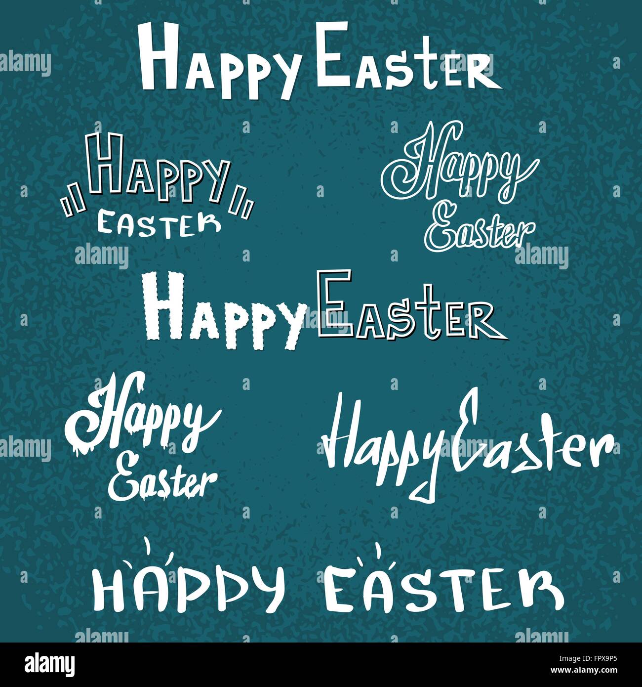 Happy Easter Holiday Text Font Sketch Set Collection Stock Vector Image ...