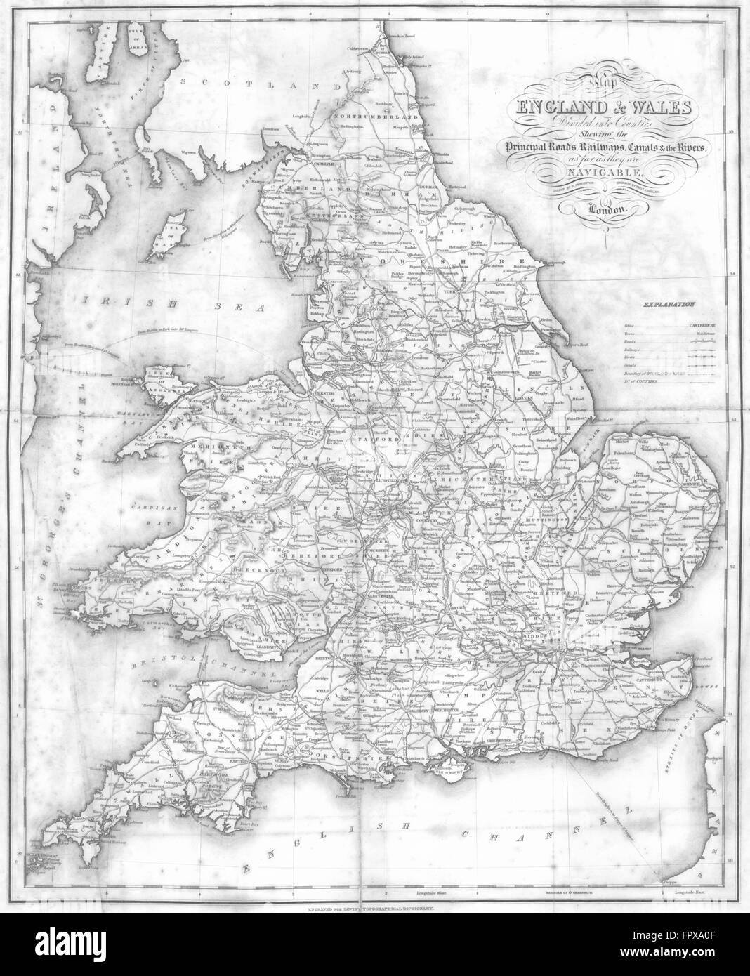 England wales map counties Black and White Stock Photos & Images - Alamy