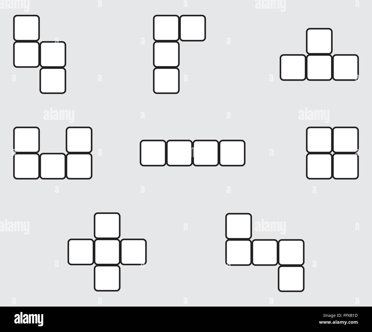 Tetris element set linear design. Block tetris, play cube geometric ...