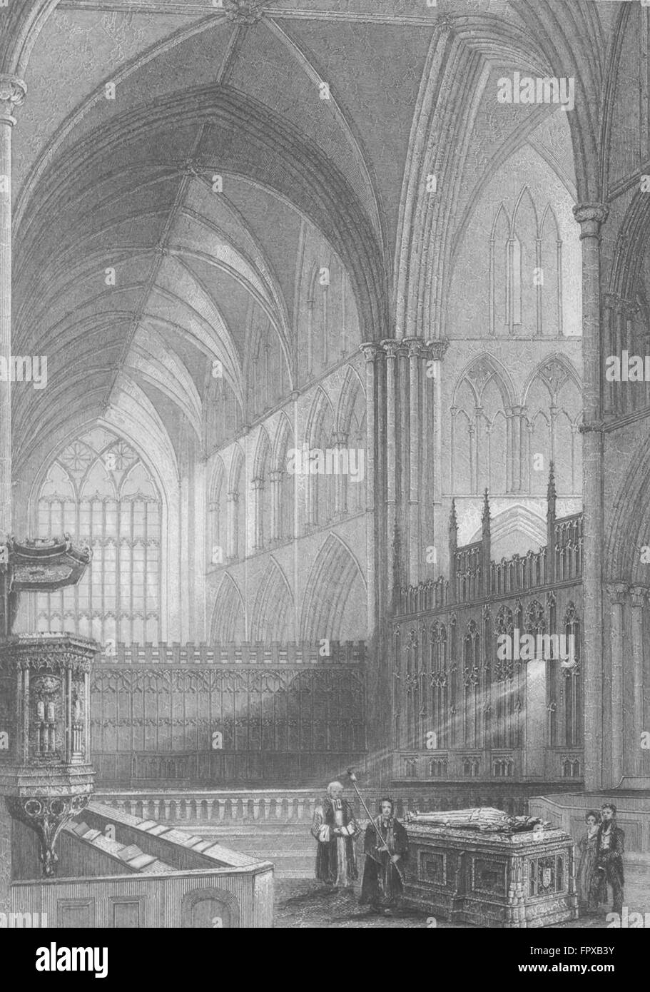 WORCS: Worcester Cathedral Choir, antique print c1850 Stock Photo - Alamy