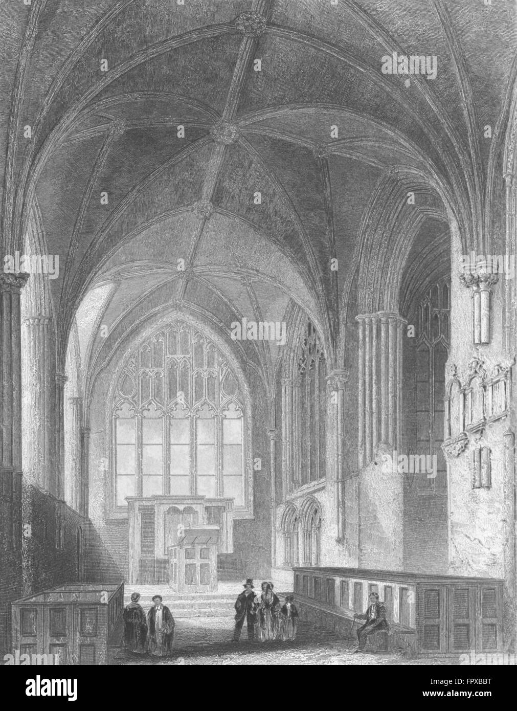 CHESHIRE: Chester Cathedral, Lady Chapel, antique print 1850 Stock ...