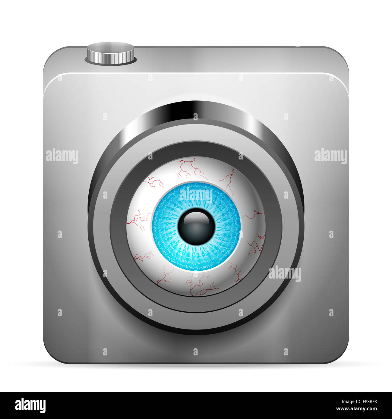 Photo camera with human eye on a white background Stock Photo - Alamy