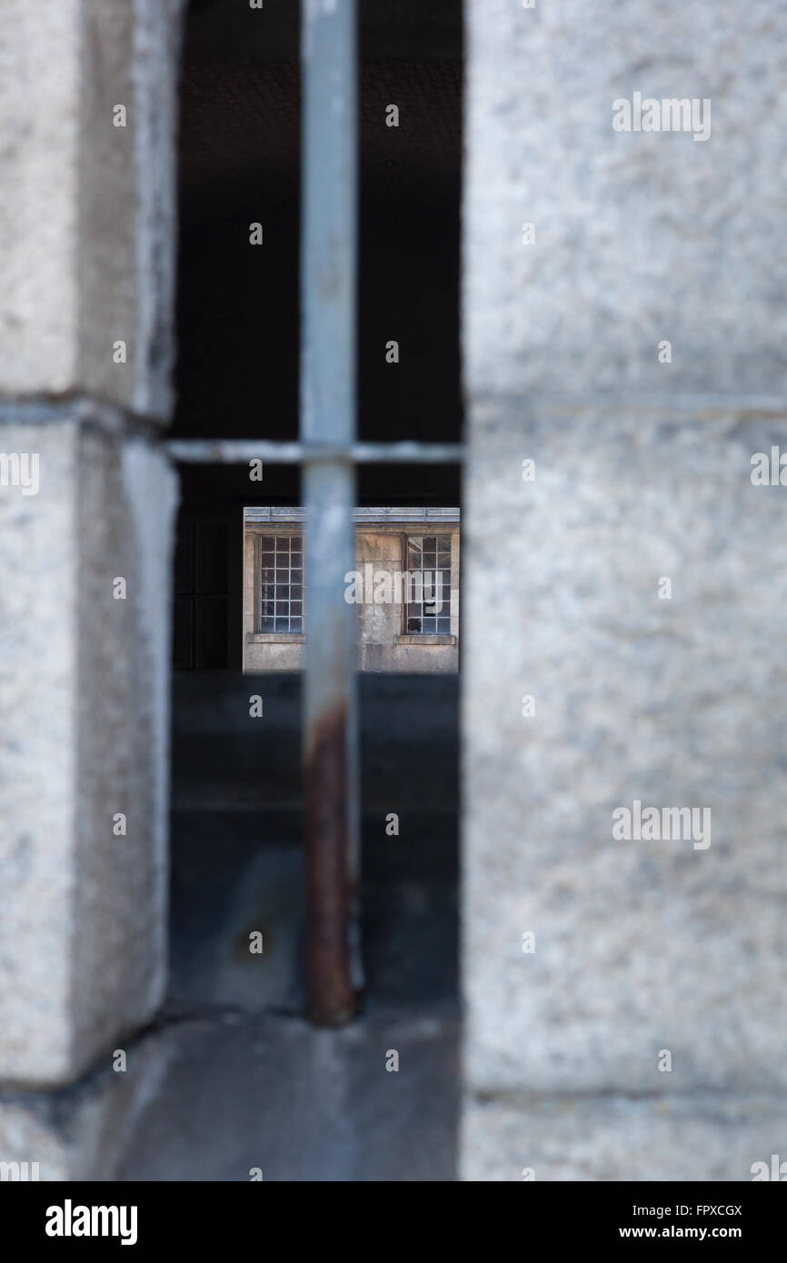 A view through an old military fort window. You can see clear through ...