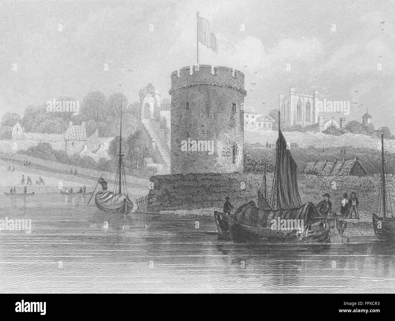 CHESHIRE: Chester Cathedral, water tower, antique print 1860 Stock ...