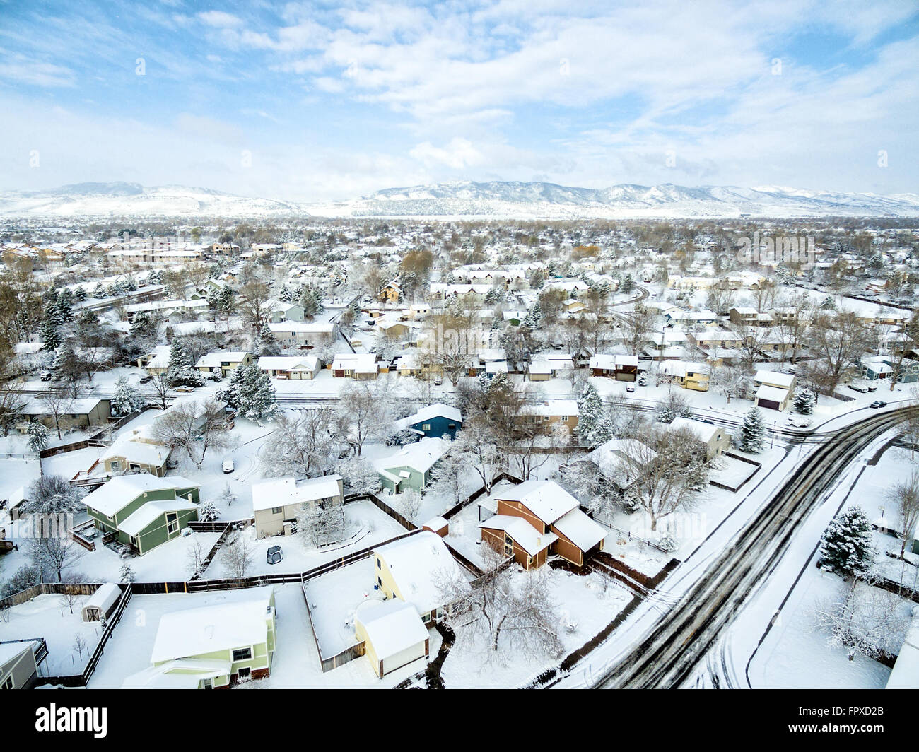 Fort COllins cityscape - aerial view of typical residential ...