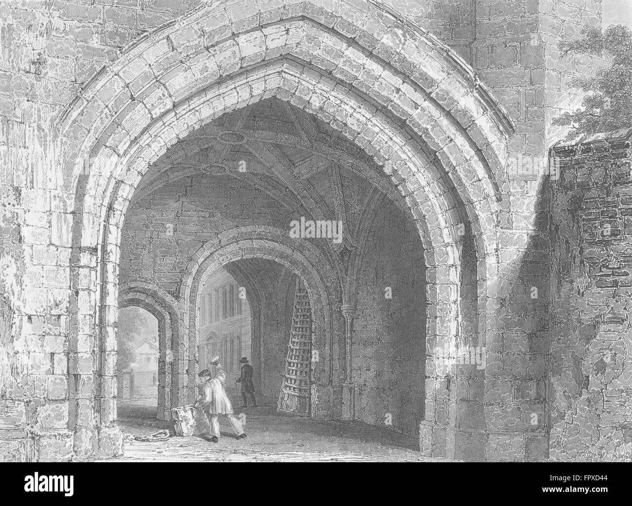 WORCESTER: Gate-way, Edgar's Tower, looking west: Fine, antique print ...