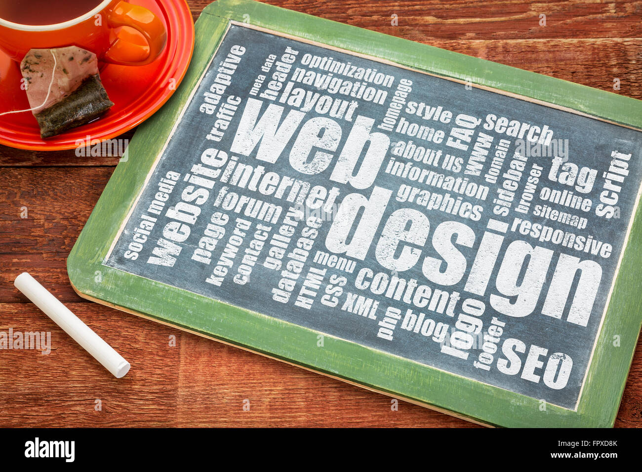 web design and development word cloud - white chalk text on a vintage ...