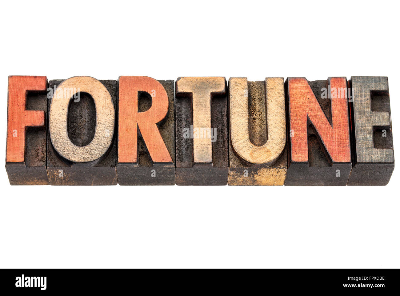 fortune word - isolated text in vintage letterpress wood type Stock ...