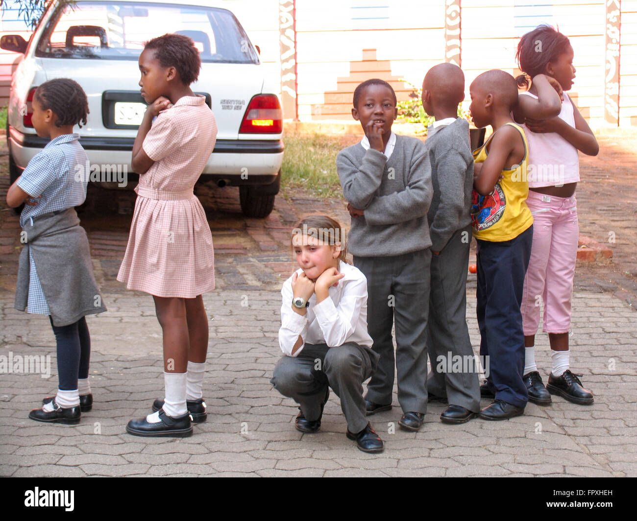 South African school children in a queue Stock Photo - Alamy