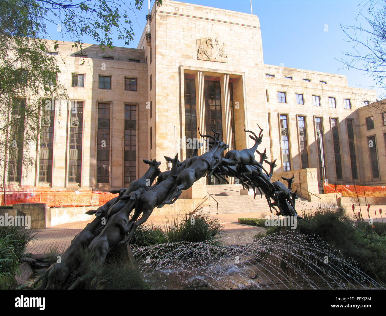 The Impala Stampede sculpture in front of the Anglo American Building ...