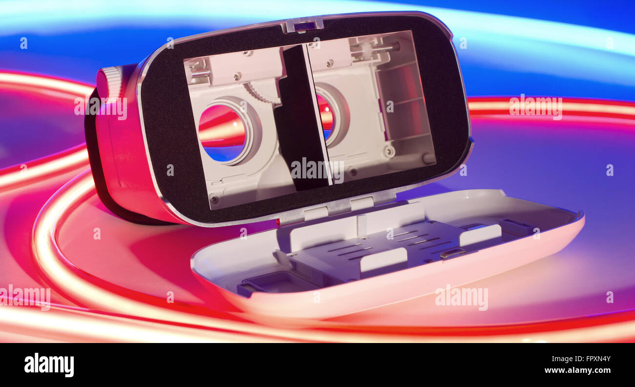 Virtual reality white glasses Stock Photo - Alamy